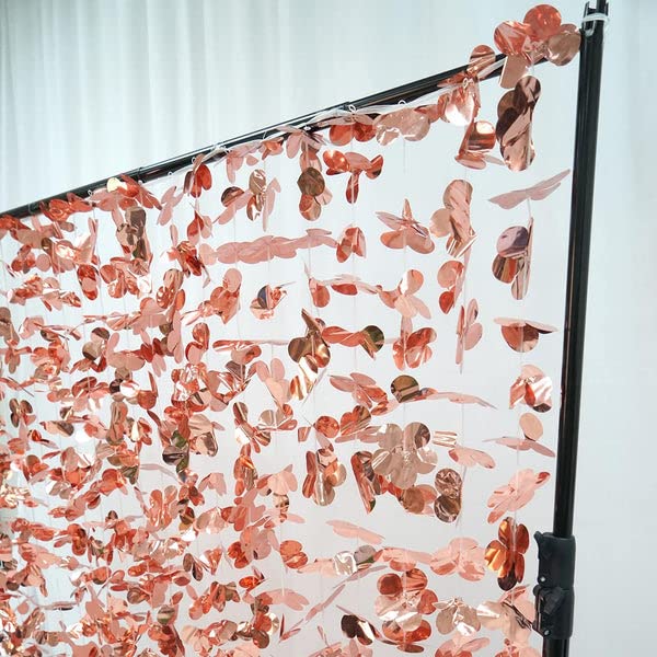 Efavormart 6 ft x 6 ft Flower Garland Backdrop Curtain for Wedding Birthday Party Banquet Event Decoration - Rose Gold
