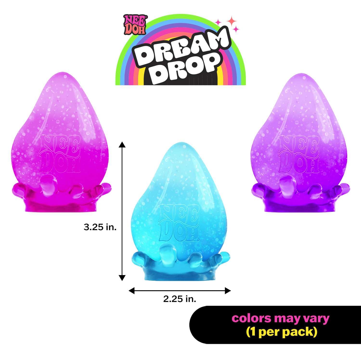 Schylling NeeDoh Dream Drop - Sensory Squeeze Toy with Dreamy Smooth Squeeze - 3" Tall - Color May Vary (Pack of 1)