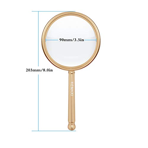 5X Handheld Magnifier with Metal Handle High Clarity Reading Magnifying Glass for Book Newspaper Maps fine Print ,Archeology,Soldering Repair,Science and Craft,Great for Seniors and Kids(90mm/3.5")
