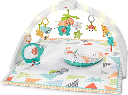 Fisher-Price Safari Music & Lights Gym Tummy Time Playmat with Take-Along Toys for Newborns from Birth and Older
