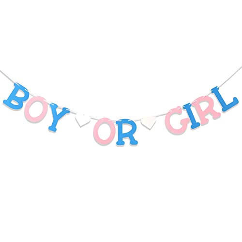 Boy or Girl Gender Reveal Banner - Gender Reveal Baby Shower Banner , Pink or Blue Gender Reveal Banner , He or She Gender Reveal Sign , Baby Shower Party Supplies (BOY OR GIRL BANNER)
