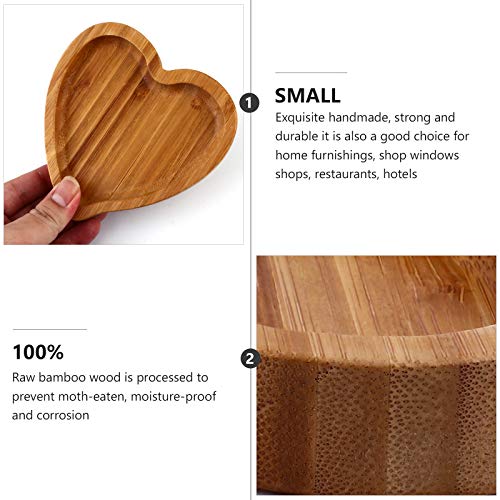 BESPORTBLE Bamboo Tray Plate Heart Shaped Plates Bamboo Dish for Snack Dessert Cookie Food (7.8 * 7.2 in)