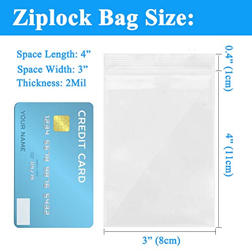 Minoly 3" x 4" Small Zip Baggies for Jewelry, 2 Mil 100pcs Reclosable Clear Zipper Plastic Bags for Cards, Craft Beads, Seeds, Coins, Tiny Parts, Pills, Screws etc