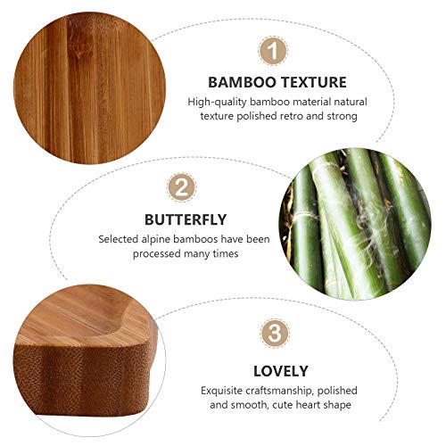 BESPORTBLE Bamboo Tray Plate Heart Shaped Plates Bamboo Dish for Snack Dessert Cookie Food (7.8 * 7.2 in)