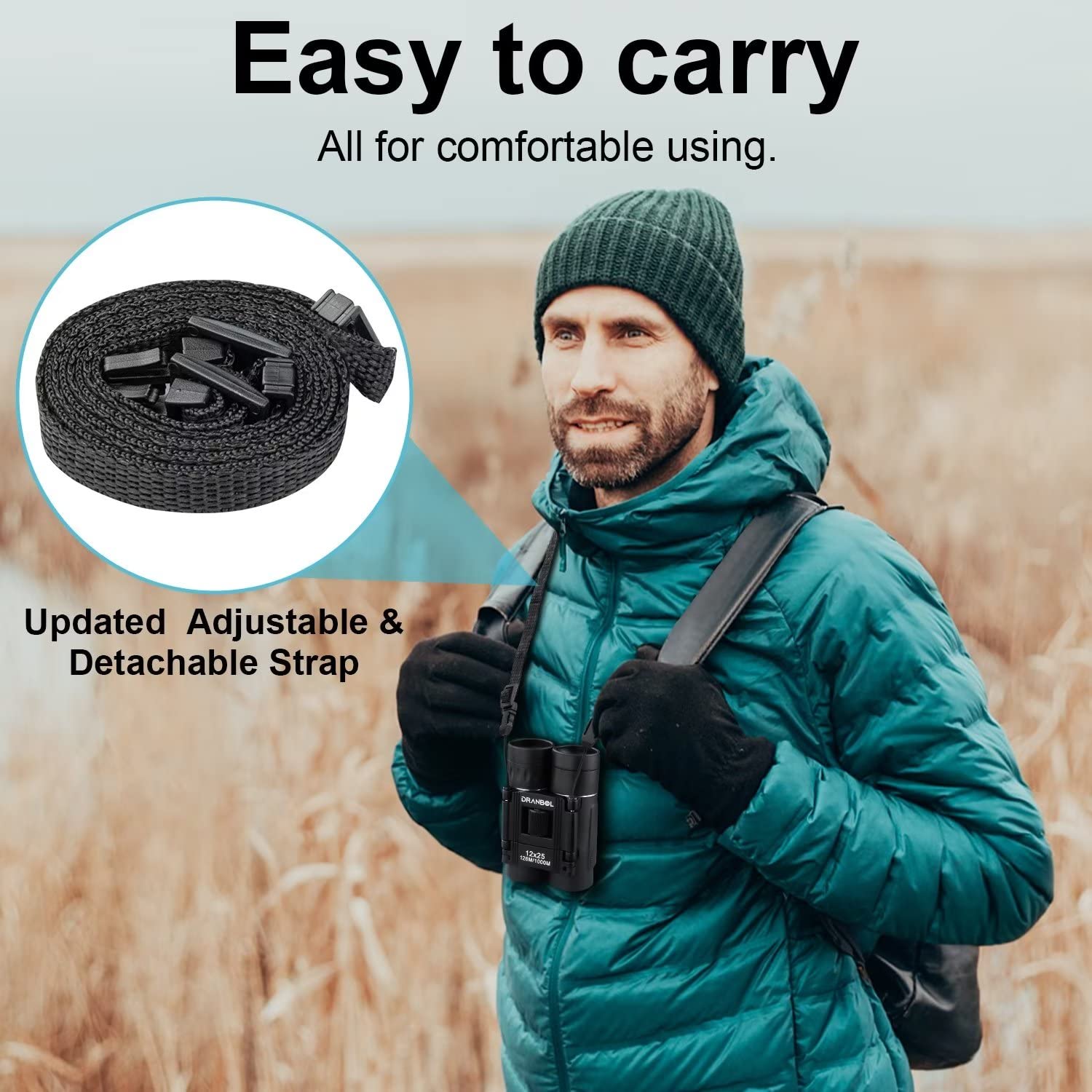 DRANBOL 12X25 Mini Pocket Binoculars for Adults Kids, Small Compact Binoculars for Bird Watching, Opera Concert