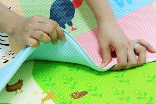 Baby Care Play Mat - Playful Collection (Busy Farm, Medium) - Play Mat for Infants β Non-Toxic Baby Rug β Cushioned Baby Mat Waterproof Playmat β Reversible Double-Sided Kindergarten Mat