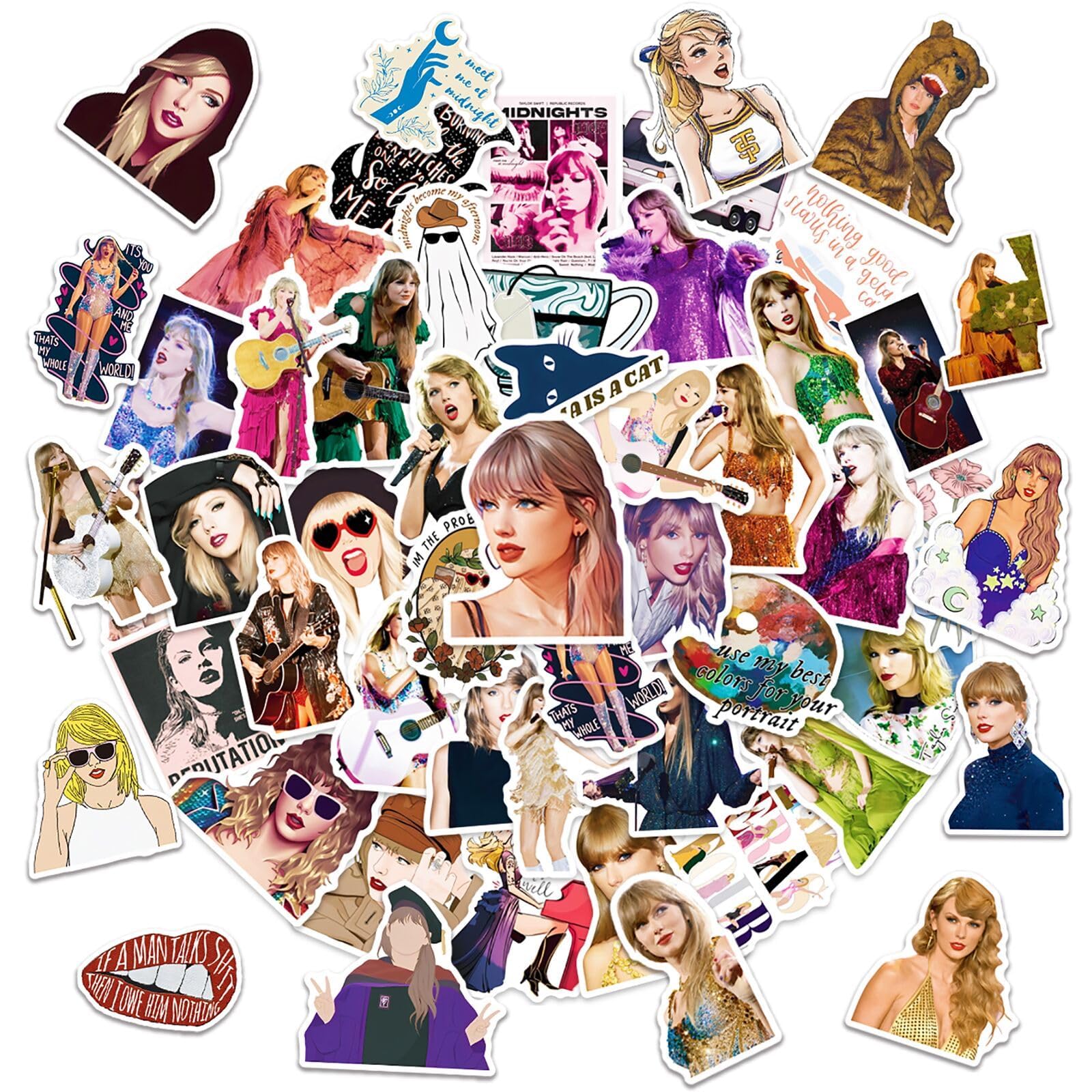 JXJMYU 100pcs Tayloris Music Sticker for Adult, Female Pop Singer Ablum Stickers for Teen Girl, Waterproof Vinyl Sticker for Water Bottle Laptop Phone Party Favors