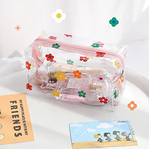 Clear Large Capacity Pencil Cases,Portable Cosmetic Makeup Bag,Fruit Printed Pencil Bag Pouch Stationery Box(red Strawberry)
