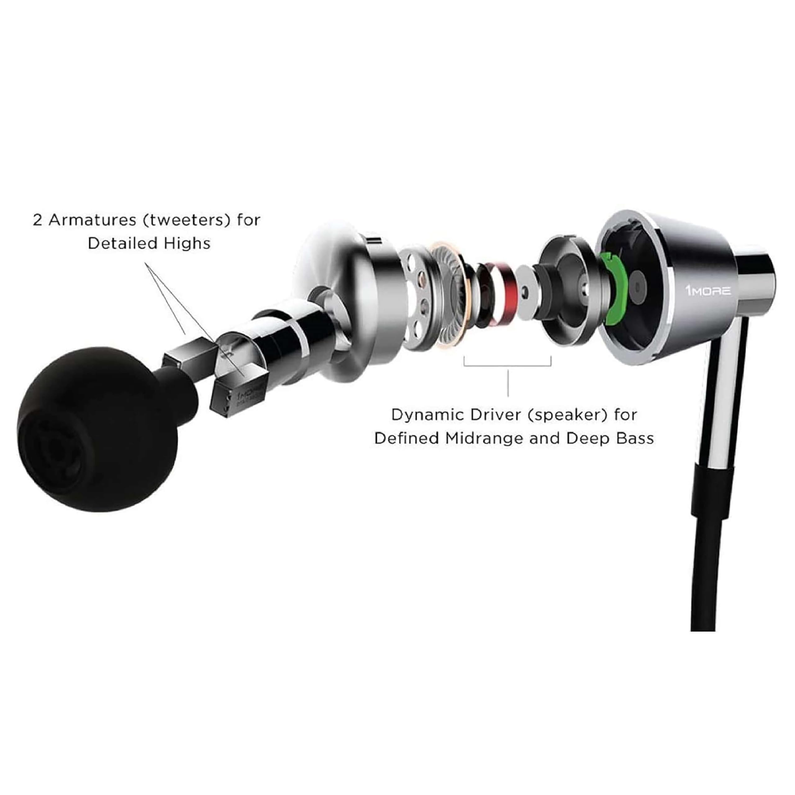 1MORE Triple Driver In-Ear Headphones - Silver - Wired - Adult - In Ear - 18 grams - 90 days limited warranty