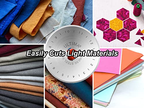 Ultima 60mm Rotary Cutter Blades β 10 Blades Per Pack β Fits Most Rotary Cutters Including Fiskars, Olfa, Martelli and TrueCut β Cuts Quilting Fabric, Leather, and More