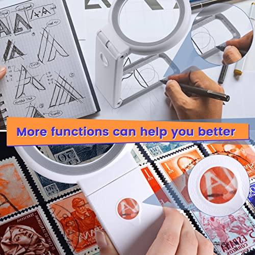 AIXPI 30X 10X Magnifying Glass with Light and Stand, Large Lighted Magnifying Glass 18 LED Illuminated Handheld Magnifier Folding for Reading, Close Work, Coins, Jewelry, Macular Degeneration