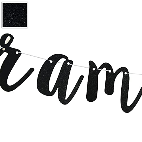 Ramadan Mubarak Banner, Ramadan Decor, Eid Mubarak, Eid Wall Hangings, Muslim Ramadan Party Decoration Supplies Black Glitter.