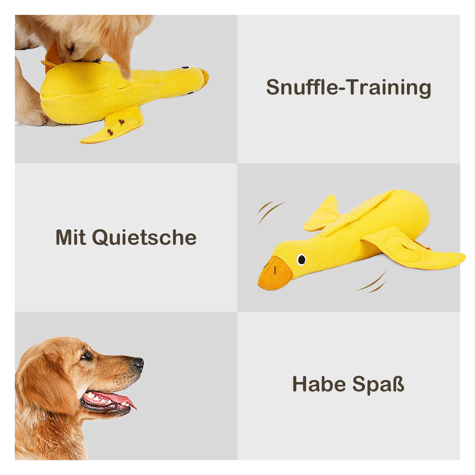 PEDOMUS Plush Dog Toy,Pets Squeaky Training Playing Toys,Treat Dispensing Dog Toy,Durable Chew Toys for Puppies Small Medium Dogs with Duck Shape