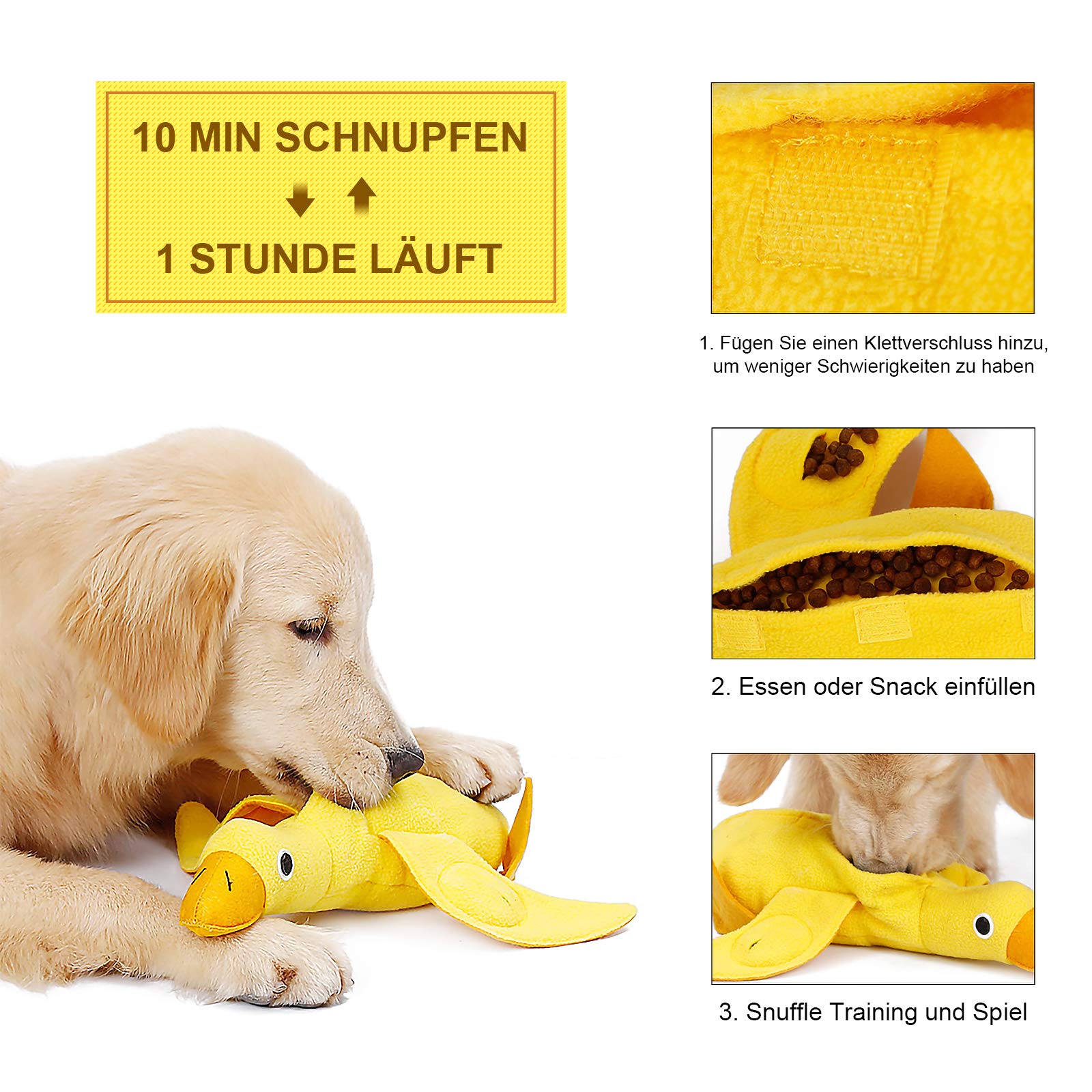 PEDOMUS Plush Dog Toy,Pets Squeaky Training Playing Toys,Treat Dispensing Dog Toy,Durable Chew Toys for Puppies Small Medium Dogs with Duck Shape