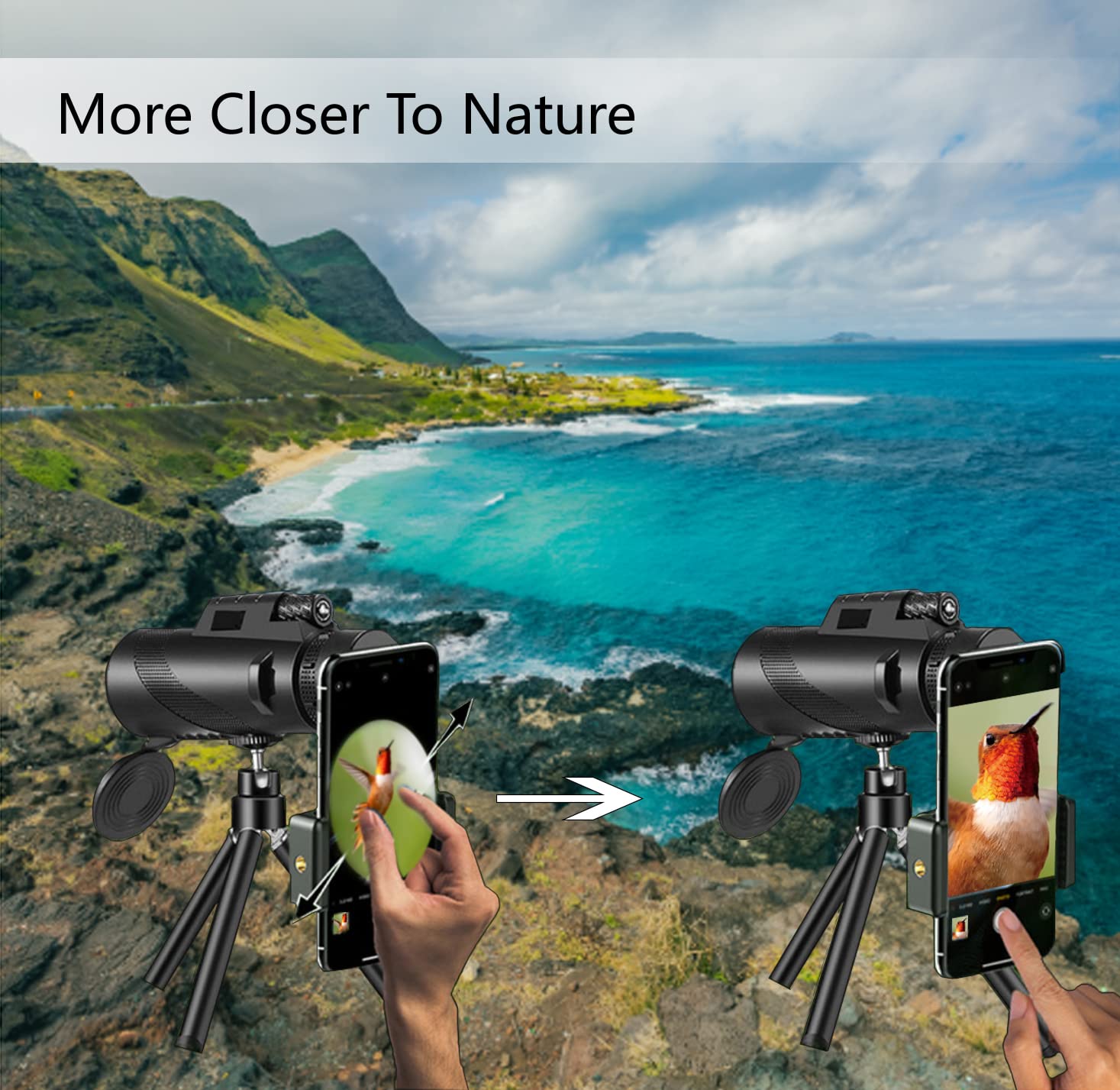 PhysioPhyx 80x100 Monocular-Telescope High Powered for Smartphone Monoculars for Adults High Definition Monocular Telescope for Stargazing Hunting Wildlife Bird Watching Travel Camping Hiking