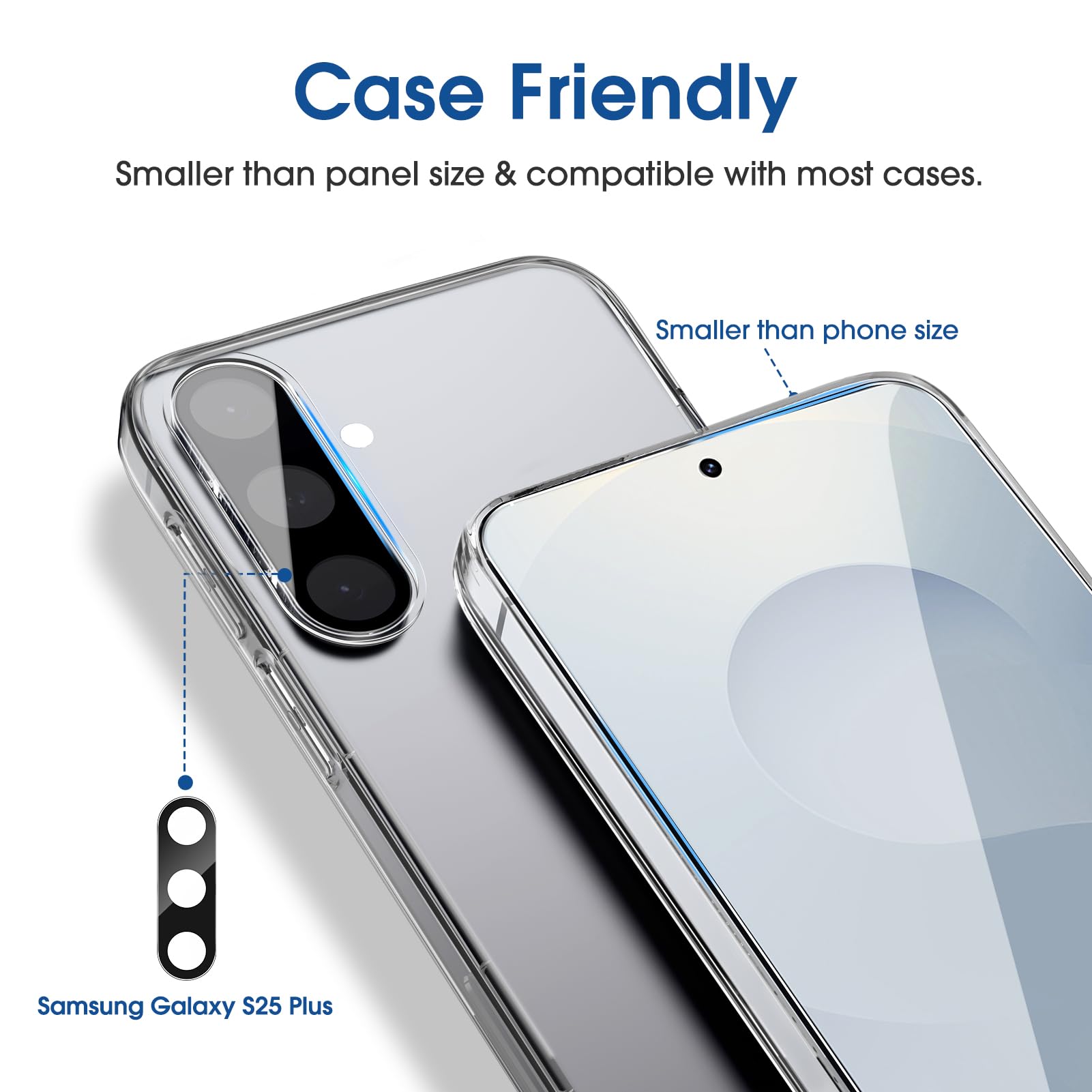 amFilm Auto-alignment OneTouch for Samsung Galaxy S25+ Plus 6.7'' Screen Protector + Camera Lens Protector, Tempered Glass, 30 seconds Installation, Bubble Free, Case Friendly, Anti-Scratch [2+2 Pack]