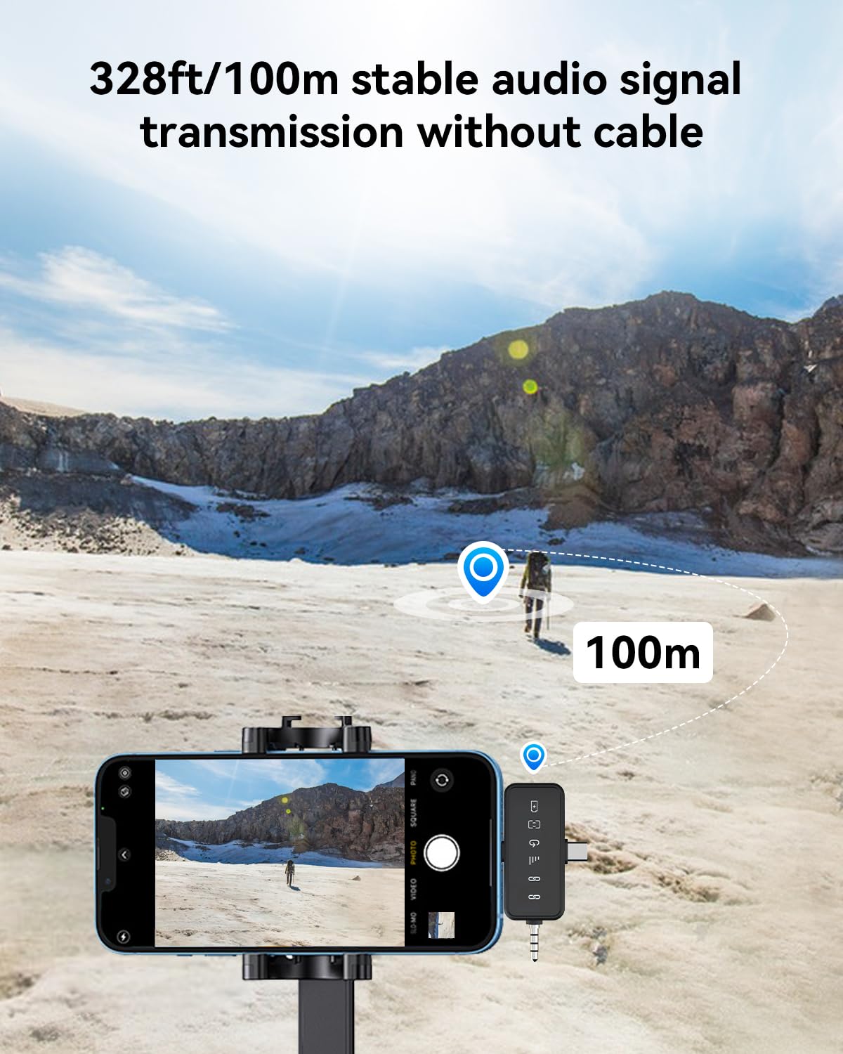 PQRQP 3 in 1 Microphone for iPhone/Android/Camera, Wireless Lavalier Microphone, 328ft Transmission, 18H Battery Life, Mini Microphone for Record Interview, Vlogs, YouTube, Tiktok