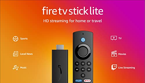Like-New Fire TV Stick Lite, free and live TV, Alexa Voice Remote Lite, smart home controls, HD streaming