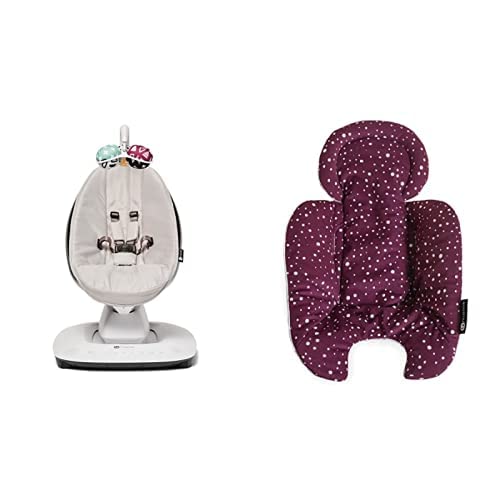 4moms MamaRoo Multi-Motion Baby Swing in Classic Grey with Plush Infant Insert, Maroon
