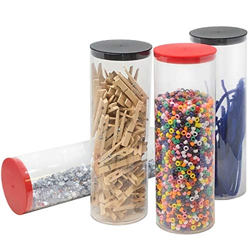 Prestige Import Group - 4" x 12.25" Transparent Clear Plastic (PETG) Storage Tubes with Black Lid - 4 Pack