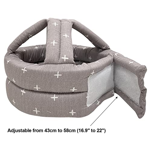 Ocanoiy Baby Head Protector Toddler Infant Helmet No Bump Head Cushion Baby Knee Pads Baby Helmet for Crawling Walking Protective Hat Safety Harness (Gray)