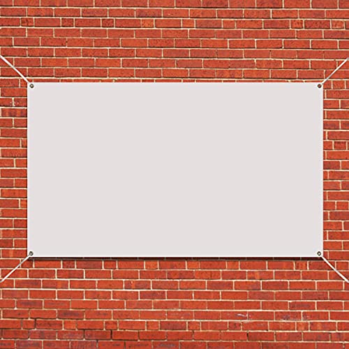 NapTags Blank Polyester Cloth Banner with 3/8 inch Nickel Grommets, 5 feet x 3 feet banner with 12 foot white hanging rope