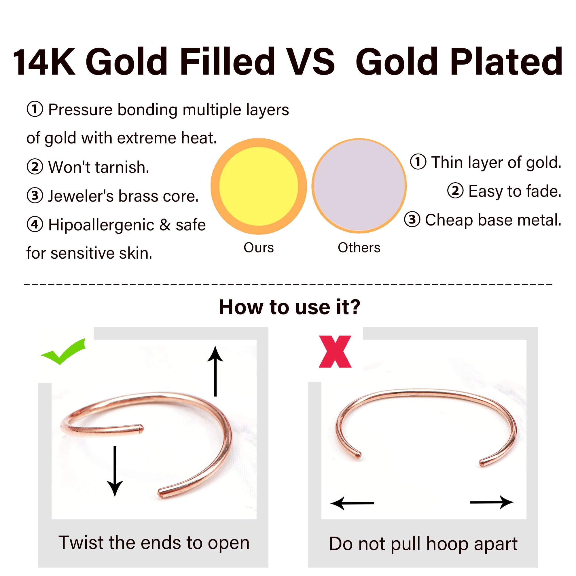 Thin Nose Rings Hoops for Women/Men,Tiny Small Gold Nose Rings 22g for Nose Piercings (1pc - 22 gauge - 7mm,14K Gold Filled)