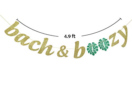Bach & Boozy Palm Leaf Glitter Gold Banner, Bachelorette Party Banner, Bachelorette Decorations (Gold)