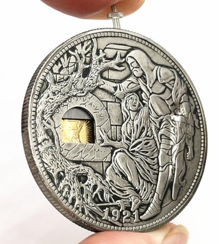 USA Movable Mechanical Coin Hobo Nickel Morgan Dollar Holy Grail Wandering Removeable Sword Amazing Art Collectible Creative Gift Handmade Commemorative