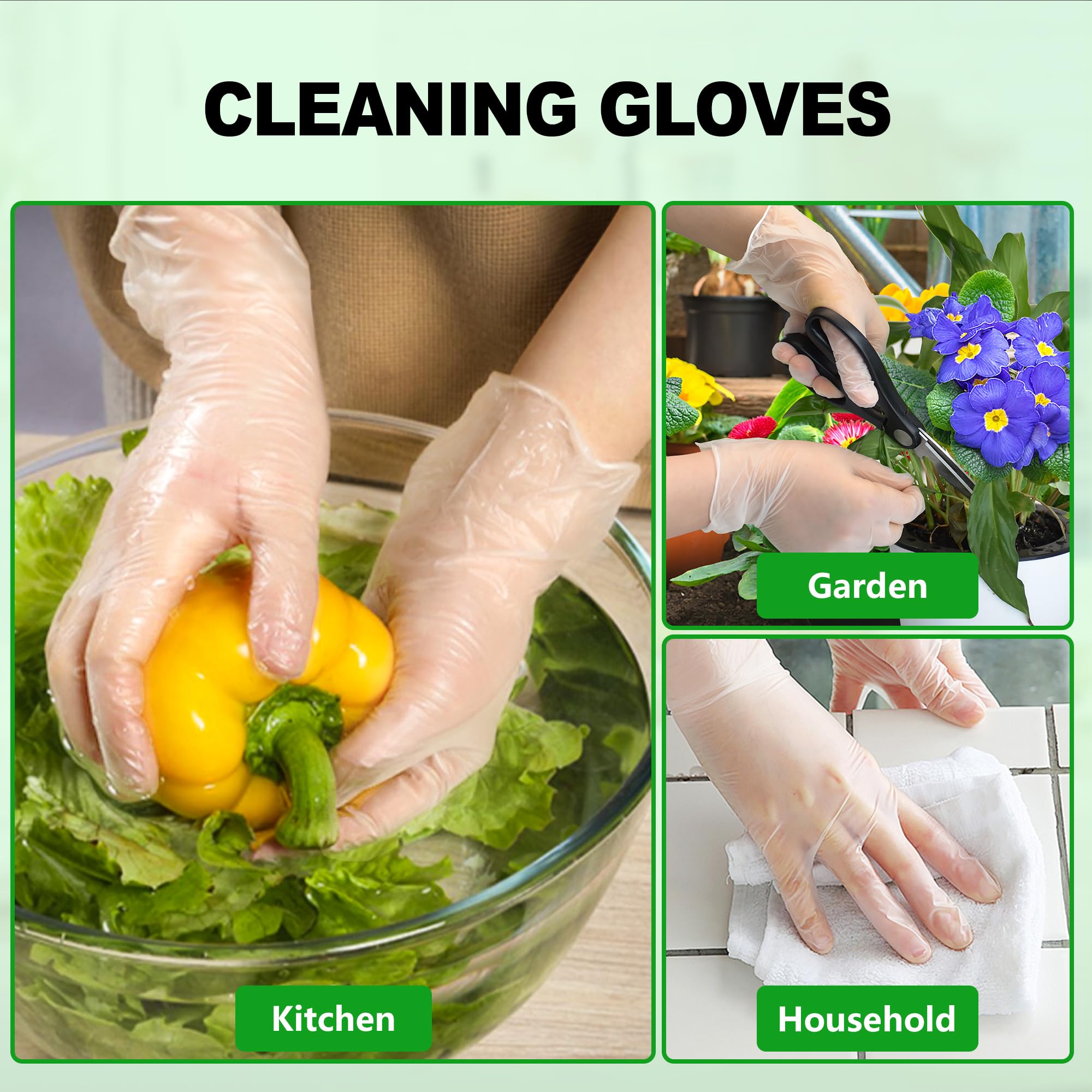 SWIFTLITE Disposable Vinyl Gloves, Food Safe, Latex-Free Powder-Free Clear Plastic Gloves for Cooking, House Clean, Food Prep (100, Medium)