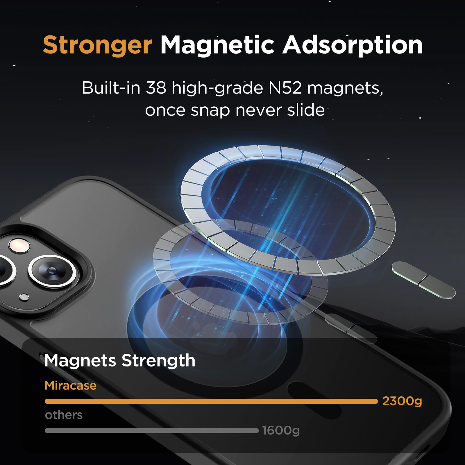 Miracase Magnetic Series for iPhone 14 Case [Compatible with MagSafe] [with 2X Screen Protectors] Military-Grade Protection, Anti-Fingerprint, Slim Design Phone Case for iPhone 14, Graphite Black