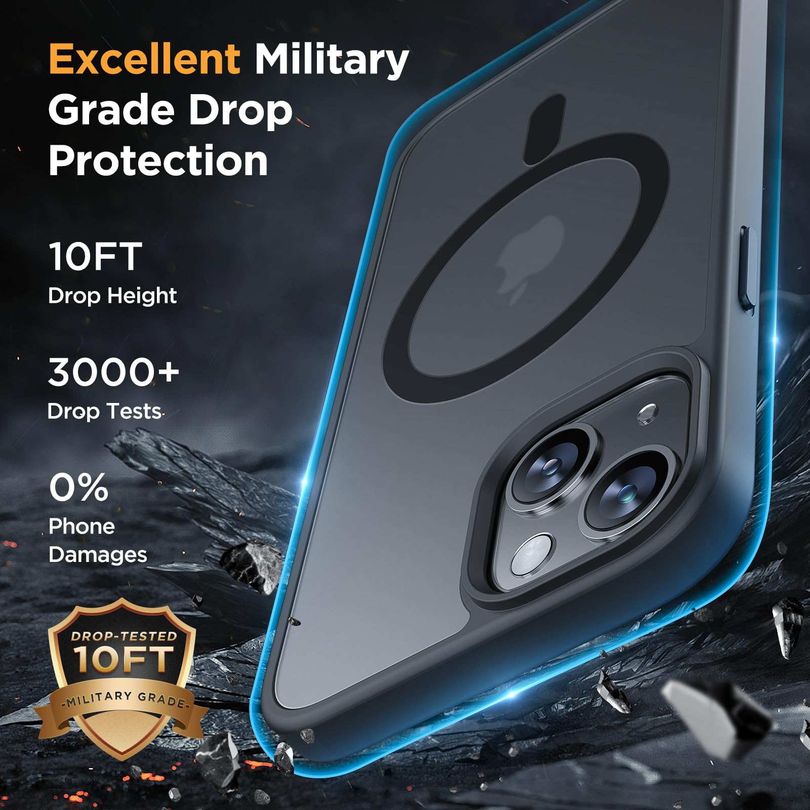 Miracase Magnetic Series for iPhone 14 Case [Compatible with MagSafe] [with 2X Screen Protectors] Military-Grade Protection, Anti-Fingerprint, Slim Design Phone Case for iPhone 14, Graphite Black
