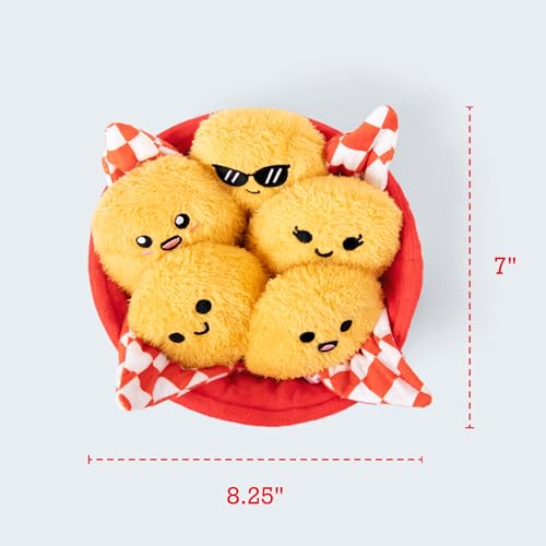 Emotional Support Chicken Nuggets by Relatable, Cuddly Easter Stuffed Animals and Toys, Squishy Toys and Plushies, Great Easter Basket Stuffers for Teens, Includes 5 Plushies with Carrying Basket