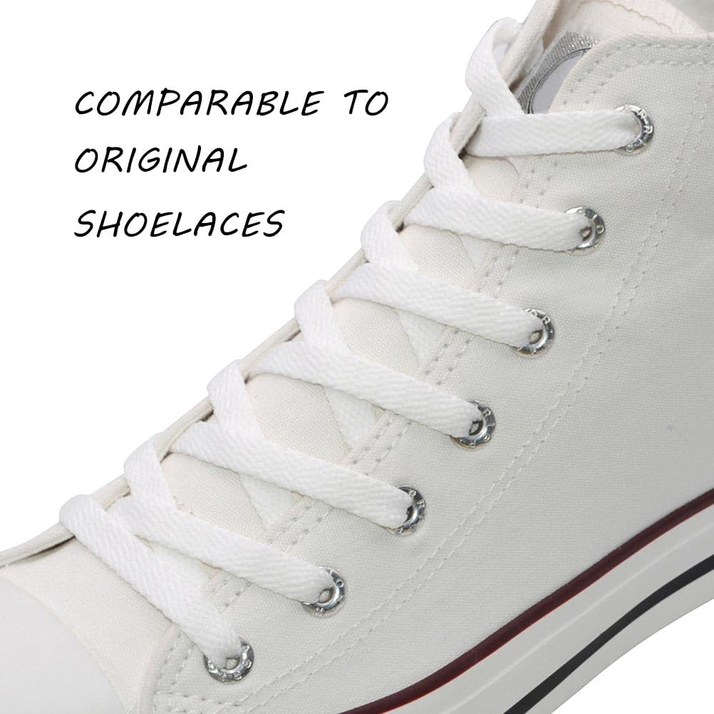 VSUDO 54" Flat Laces for Sneakers, White Shoelaces, Replacements Laces for Women or Men (1 Pair-White-137CM)