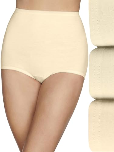 Vanity Fair Women's Lollipop Plus Size Brief Panties 15861, Elastic Leg Opening-Candleglow (3 Pack), X-Large (8)