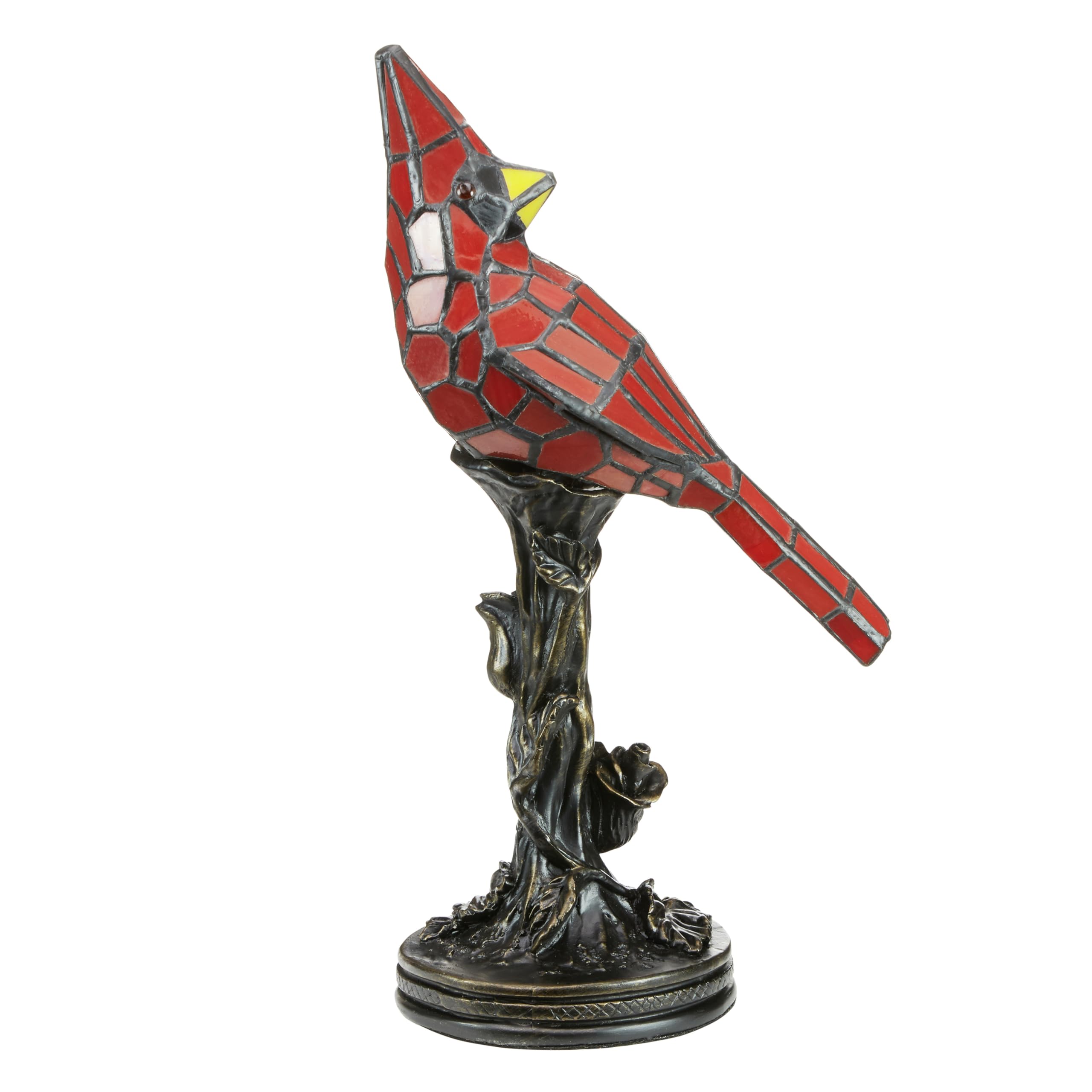 RIVER OF GOODS Stained Glass Bird Accent Lamp - 8" W x 13.5" H - Tiffany Style Table Lamps for Home, Office Desk, Bedroom, Nightstand - Blue Jay Decor