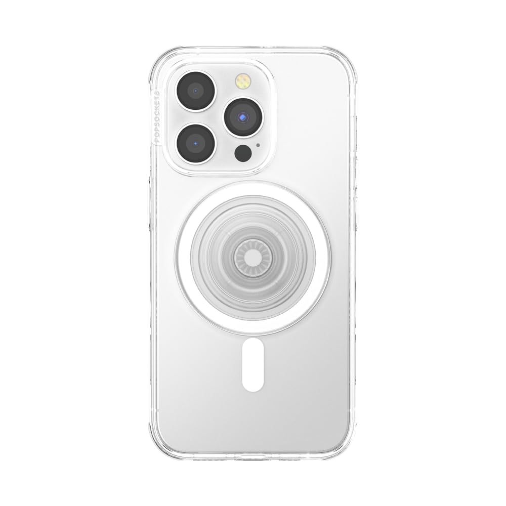 PopSockets Phone Grip Compatible with MagSafe, Adapter Ring for MagSafe Included, Phone Holder, Wireless Charging Compatible - Clear