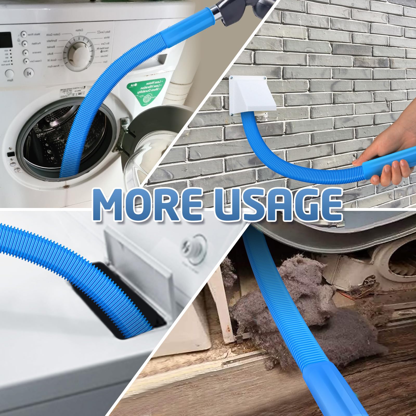 PetOde 2 Pieces Dryer Vent Cleaner Kit Compatible with All Vacuum Cleaner, Dryer Lint Brush and Vacuum Hose Attachment with Stretch Universal Connector, Quickly Lint Remover