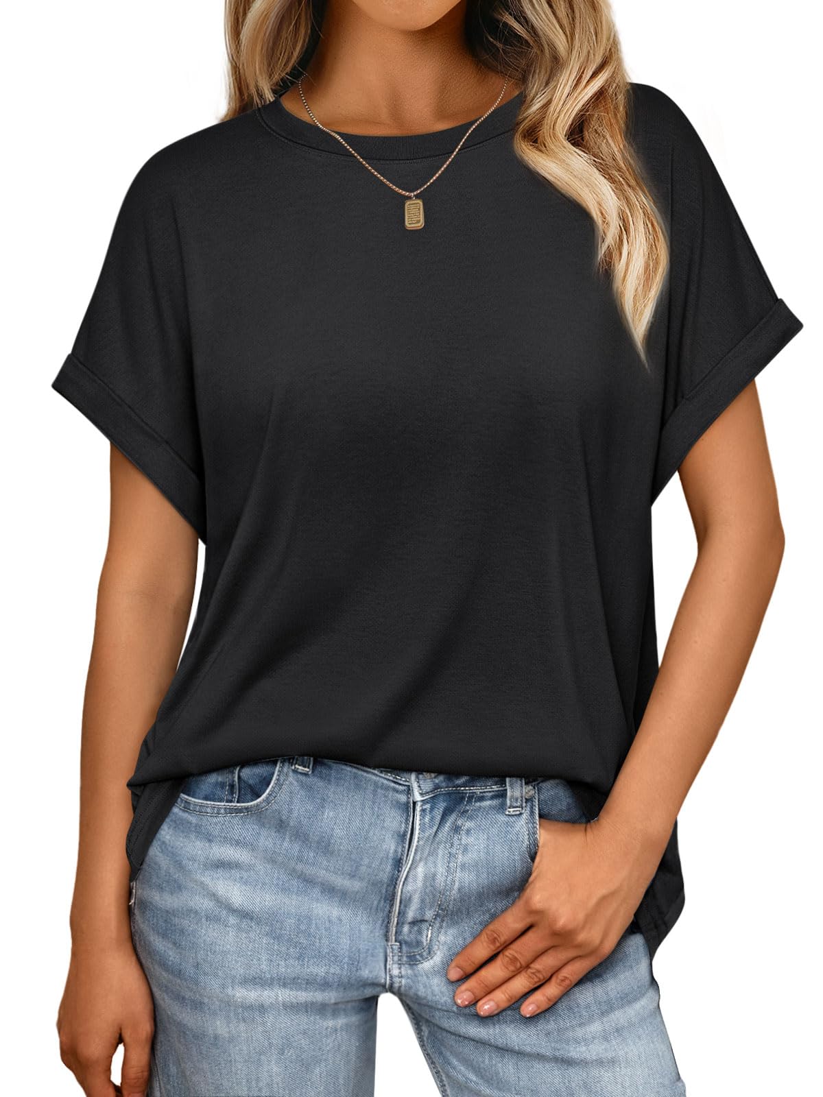 AUTOMET Womens Summer Tops Outfits Spring Casual Dressy T Shirts Workout Clothes Going Out Trendy Vacation Fashion 2025 Black L