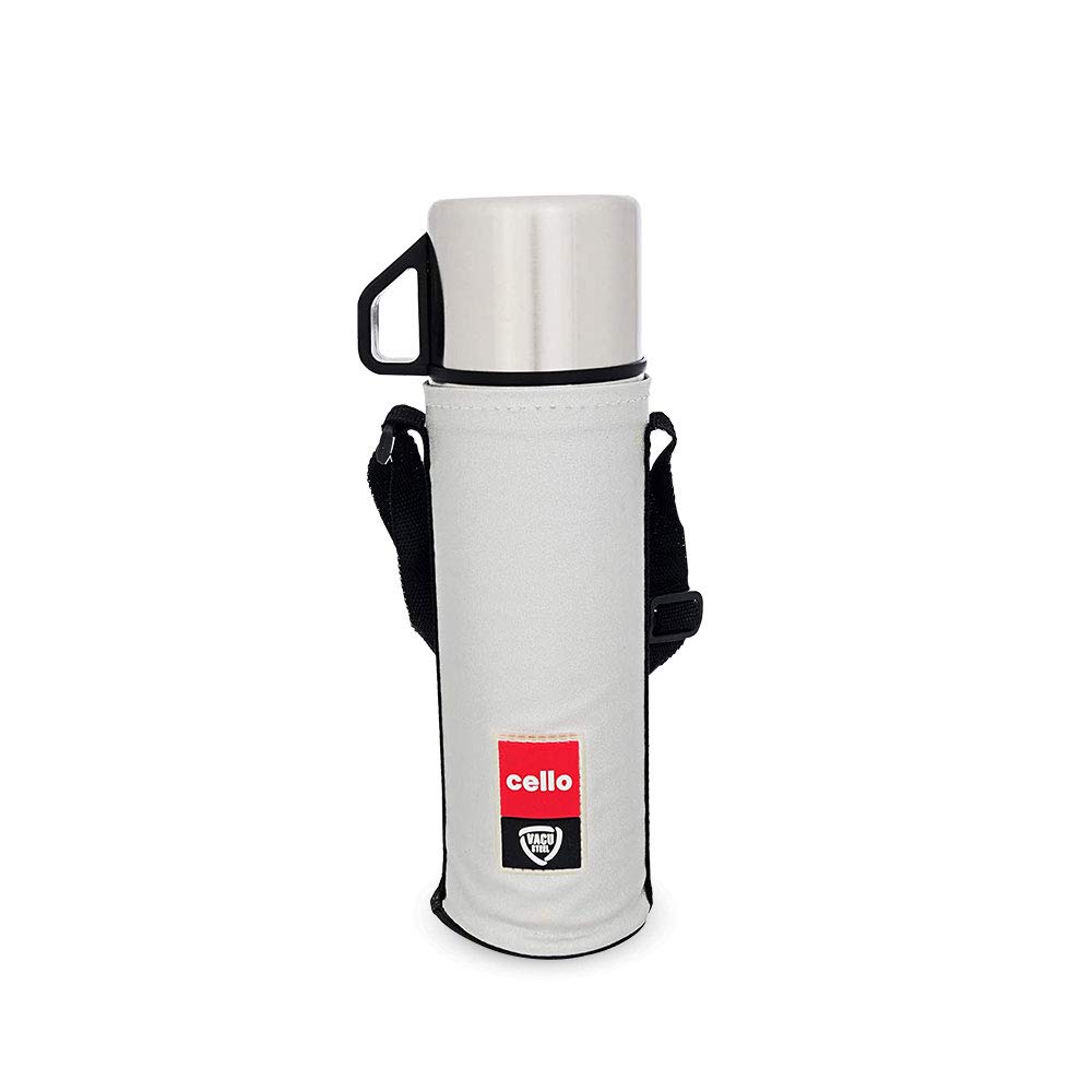 Cello Cup Style Stainless Steel Flask, Silver (Silver, 1 LTR)