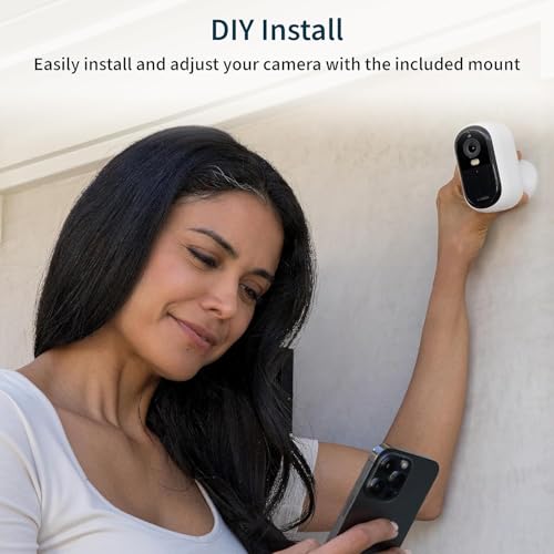 Arlo Essential Wireless Hd Security Camera, 2nd Generation, Outdoor & Indoor Wireless Camera with Color Night Vision - White, 1-Pack, VMC2050 (Renewed)