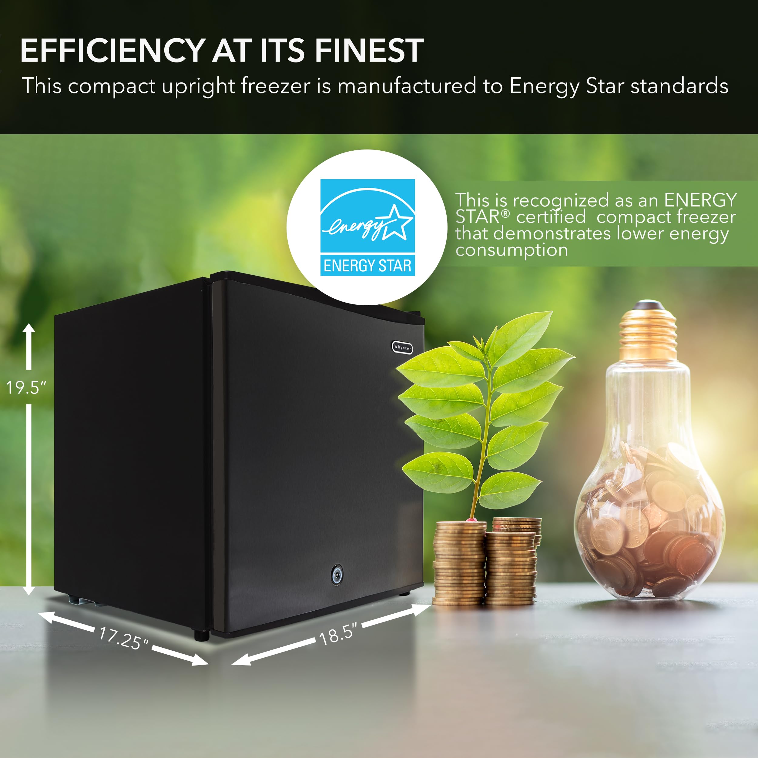 Whynter Upright Lock, Cu. Ft. Small Mini Freezer for Bedrooms, Dorms, Garages, Offices CUF-110B, Black Energy Star, 1.1 Cubic Feet