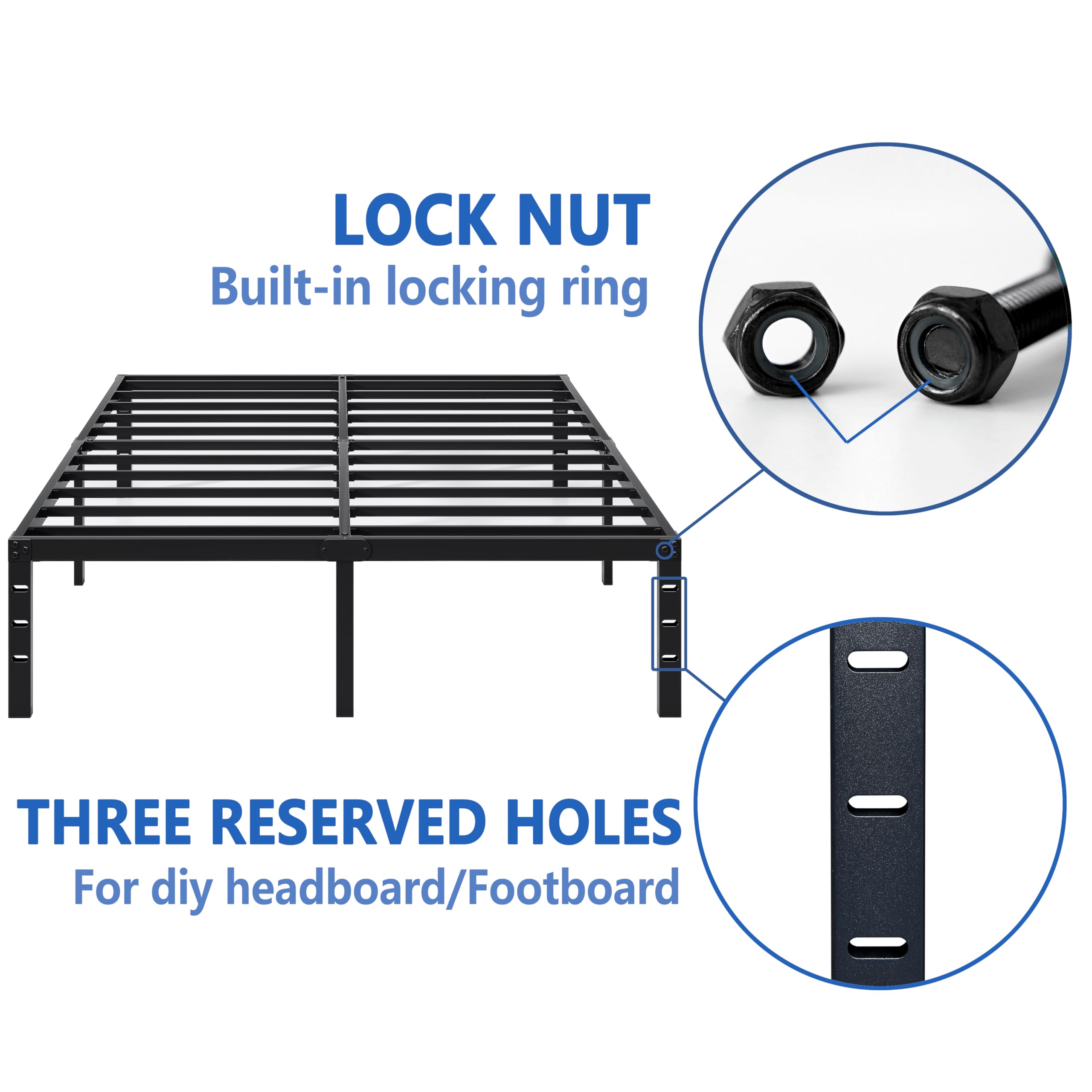 NEW JETO Metal Bed Frame,Twin Size Bed Frame with Storage Space,Heavy Duty Sturdy Mattress Foundation,Easy Assembly,No Box Spring Needed, Black,14 Inch,Twin