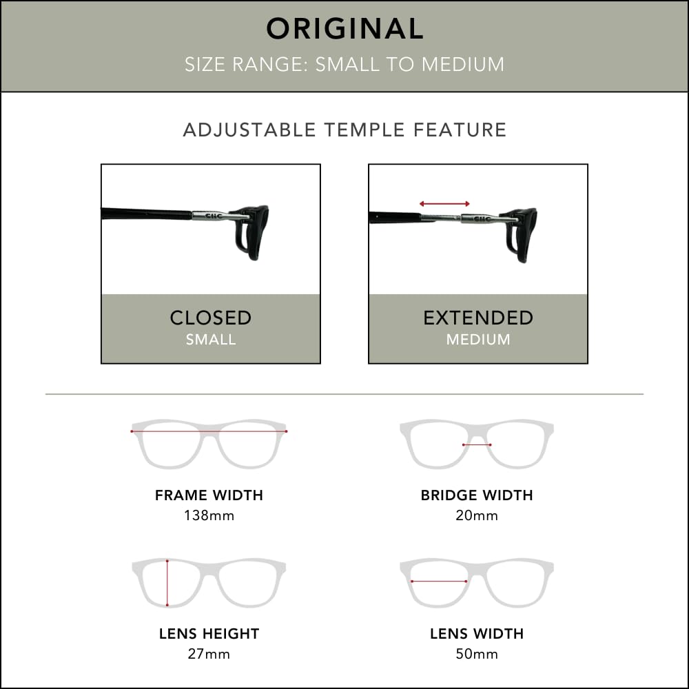 Clic Magnetic Reading Glasses for Men or Women, Computer Readers, Original (S-M, Clear, 2.50 Magnification)