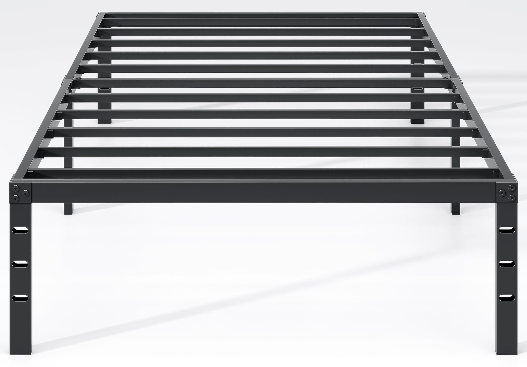 NEW JETO Metal Bed Frame,Twin Size Bed Frame with Storage Space,Heavy Duty Sturdy Mattress Foundation,Easy Assembly,No Box Spring Needed, Black,14 Inch,Twin