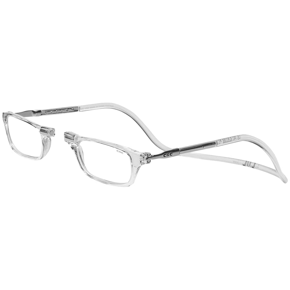 Clic Magnetic Reading Glasses for Men or Women, Computer Readers, Original (S-M, Clear, 2.50 Magnification)