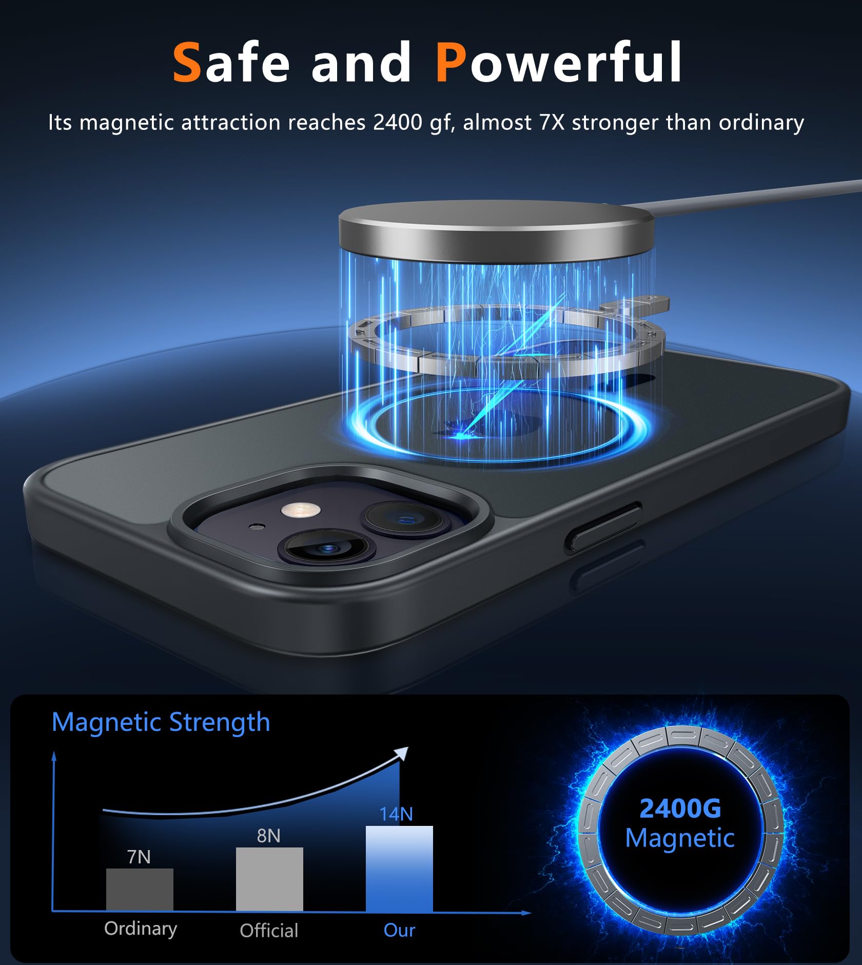 FNTCASE for iPhone 12 Phone Case: for iPhone 12 Pro Magnetic Matte Textured Military Grade Drop Protection Translucent Cell Cover - Slim Durable Shockproof Protective Bumper