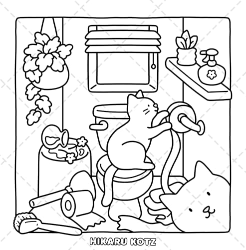 Cat Moments: Meow Life Coloring Book for Adults and Teens