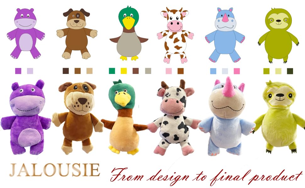 Jalousie Multipack Dog Squeaky Toys Strong Almost Indestructible, with Added Liner for Longer Play Dog Chew Toys (Medium Size - 6 Pack Assorted Animals)