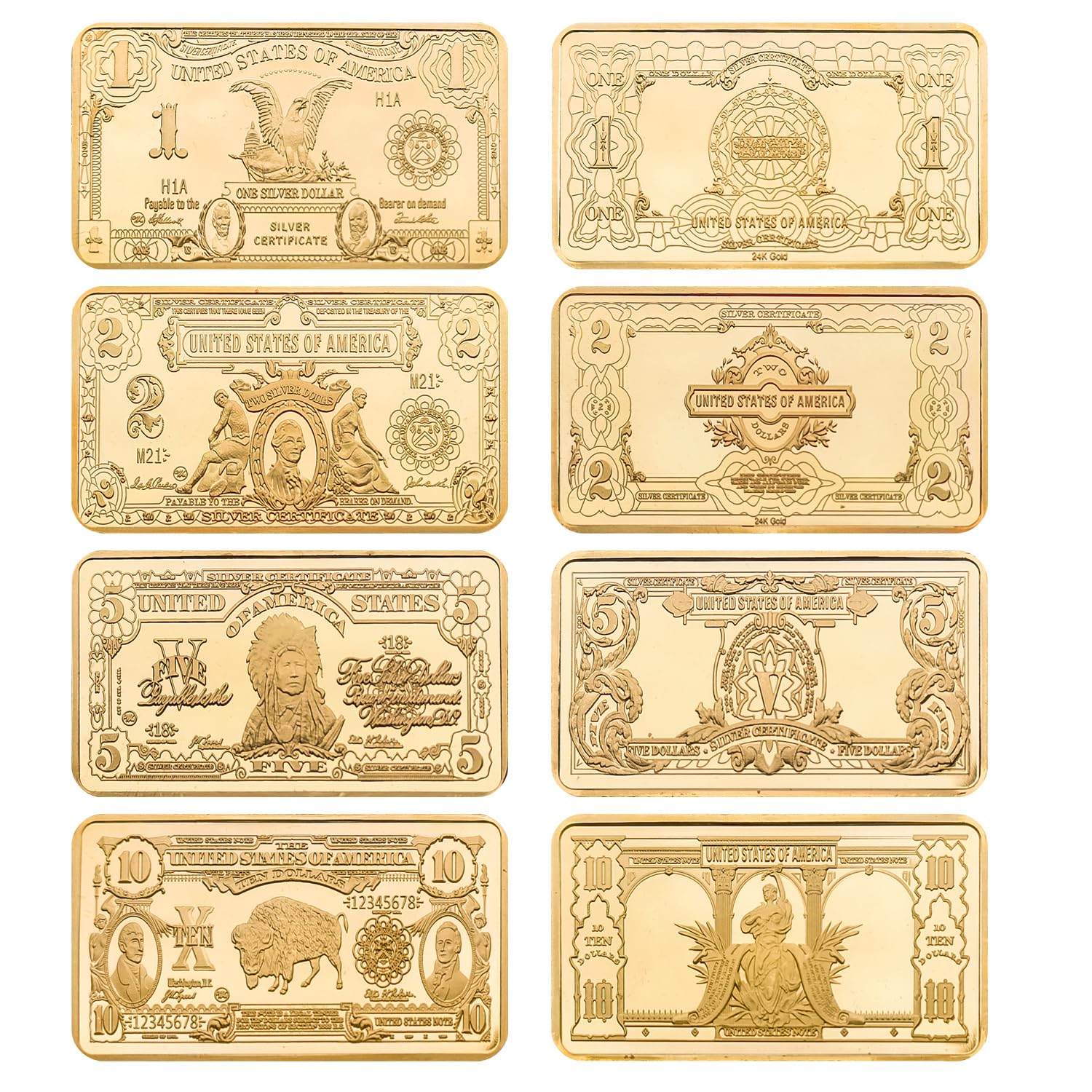 4pcs/lot US 1899-1901 Dollars Challenge Gold Plated Bar with Coin Holder America Collectables Coin Bullion Set Box (Gold)